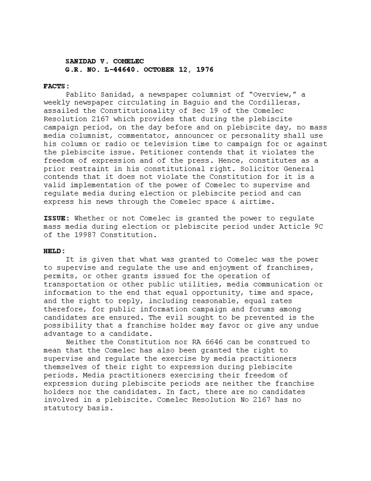 Isagani CRUZ Consti - Chapter 1 INTRODUCTION CONSTITUTIONAL LAW is the study of the maintenance ...