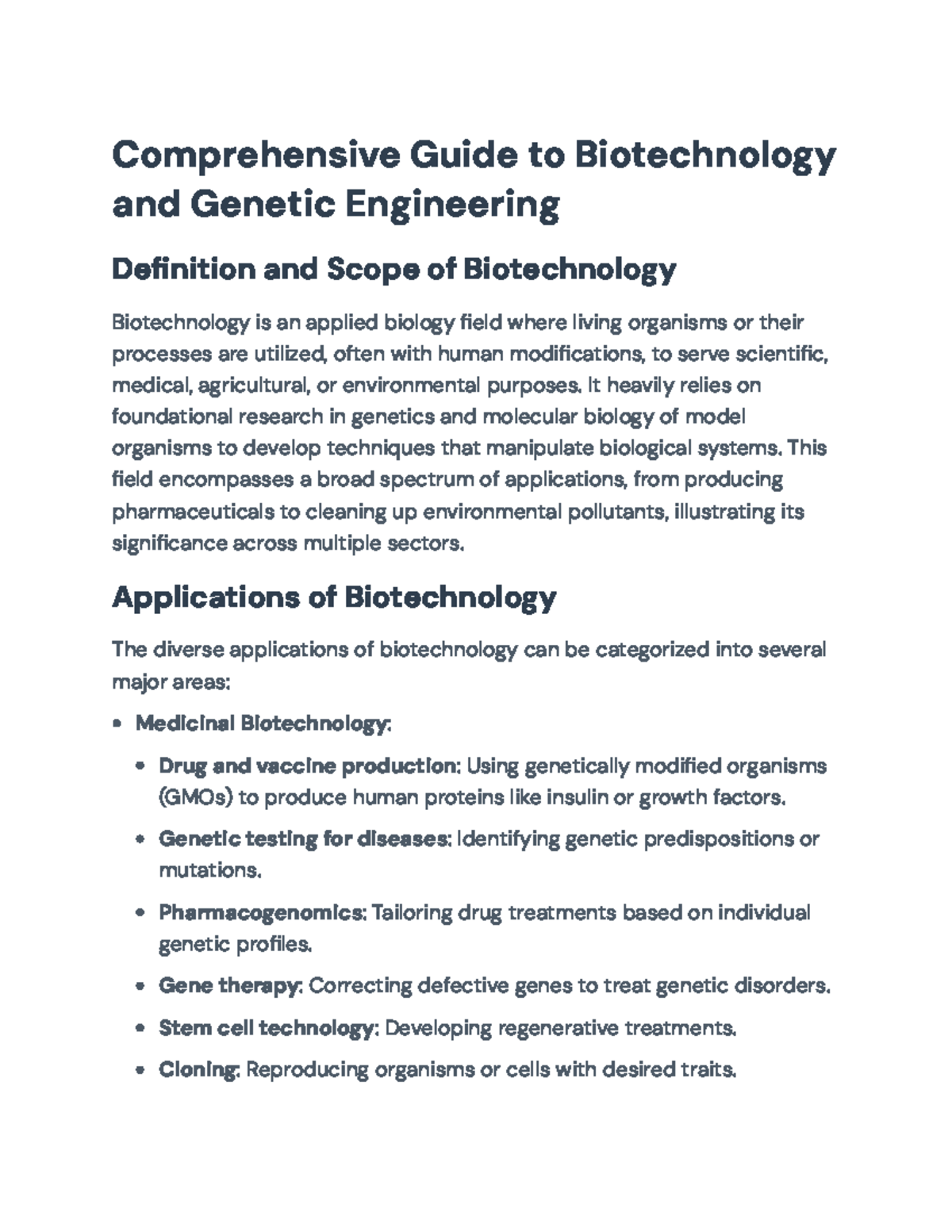 Comprehensive Guide to Biotechnology & Genetic Engineering (BIO 101 ...