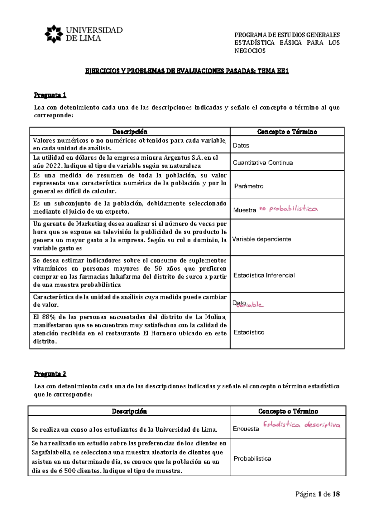 Ejercicios y Problemas de Evaluaciones Pasadas: Tema EE1 - Studocu
