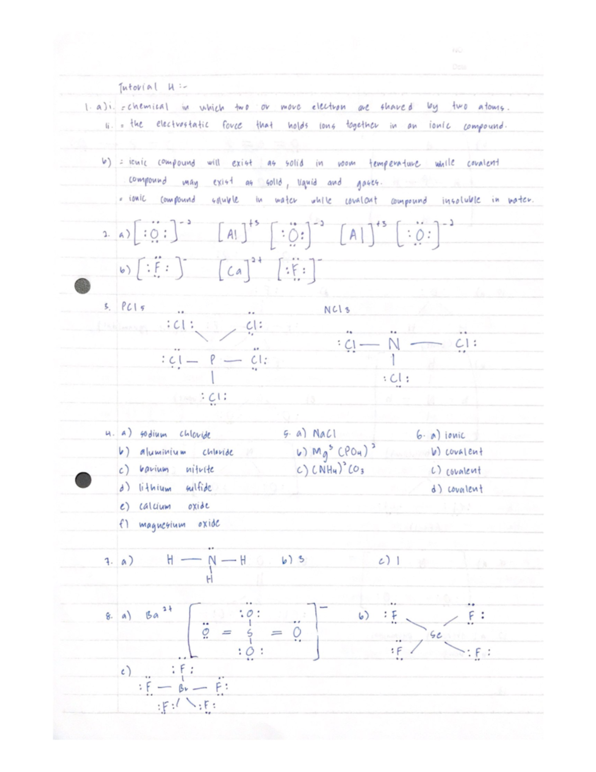 Tutorial 4: Understanding Chemical Bonding Concepts - Studocu
