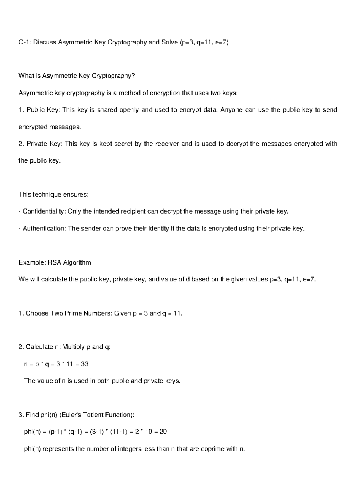 Final Corrected Provided Solutions - Q-1: Discuss Asymmetric Key ...