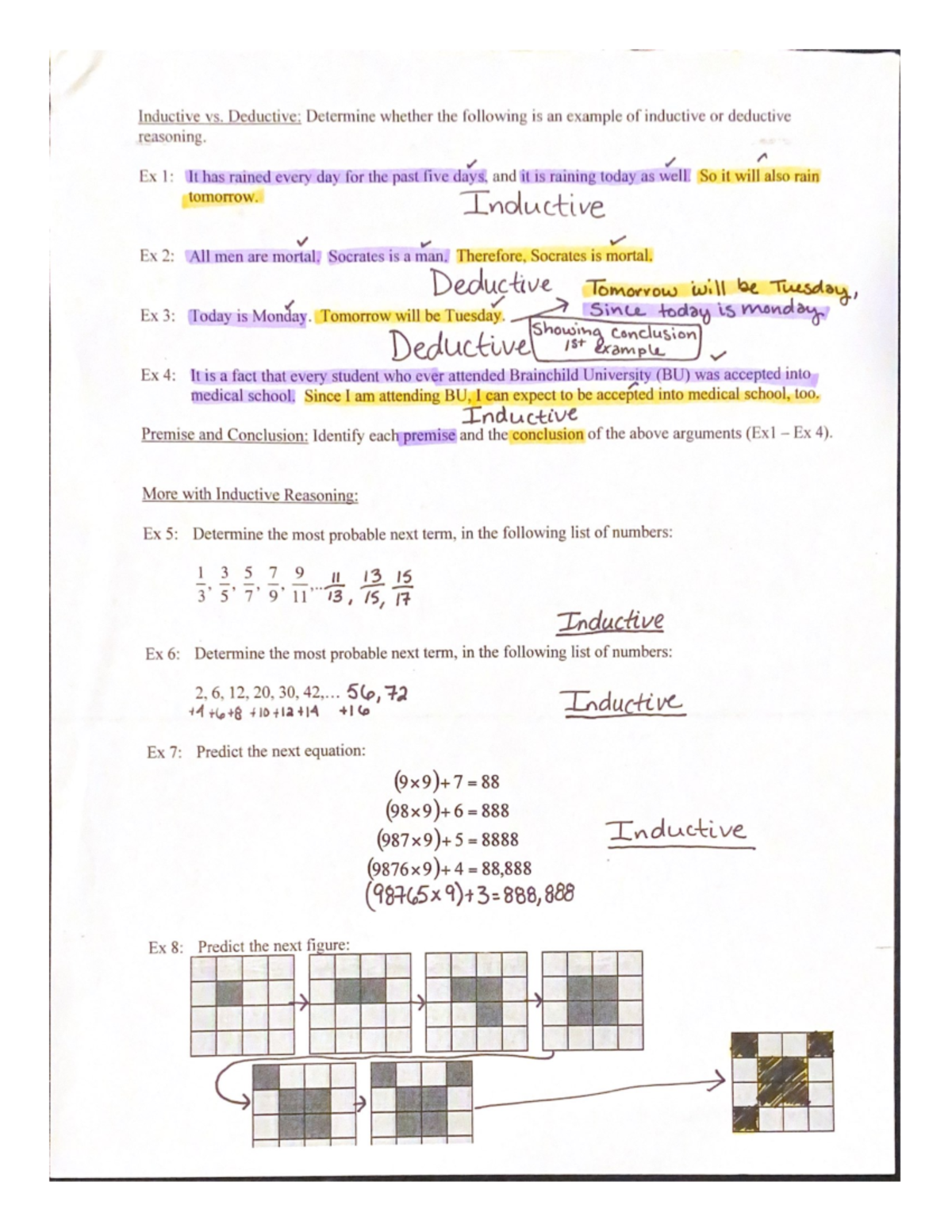 Inductive vs. Deductive Reasoning Examples and Analysis - Studocu