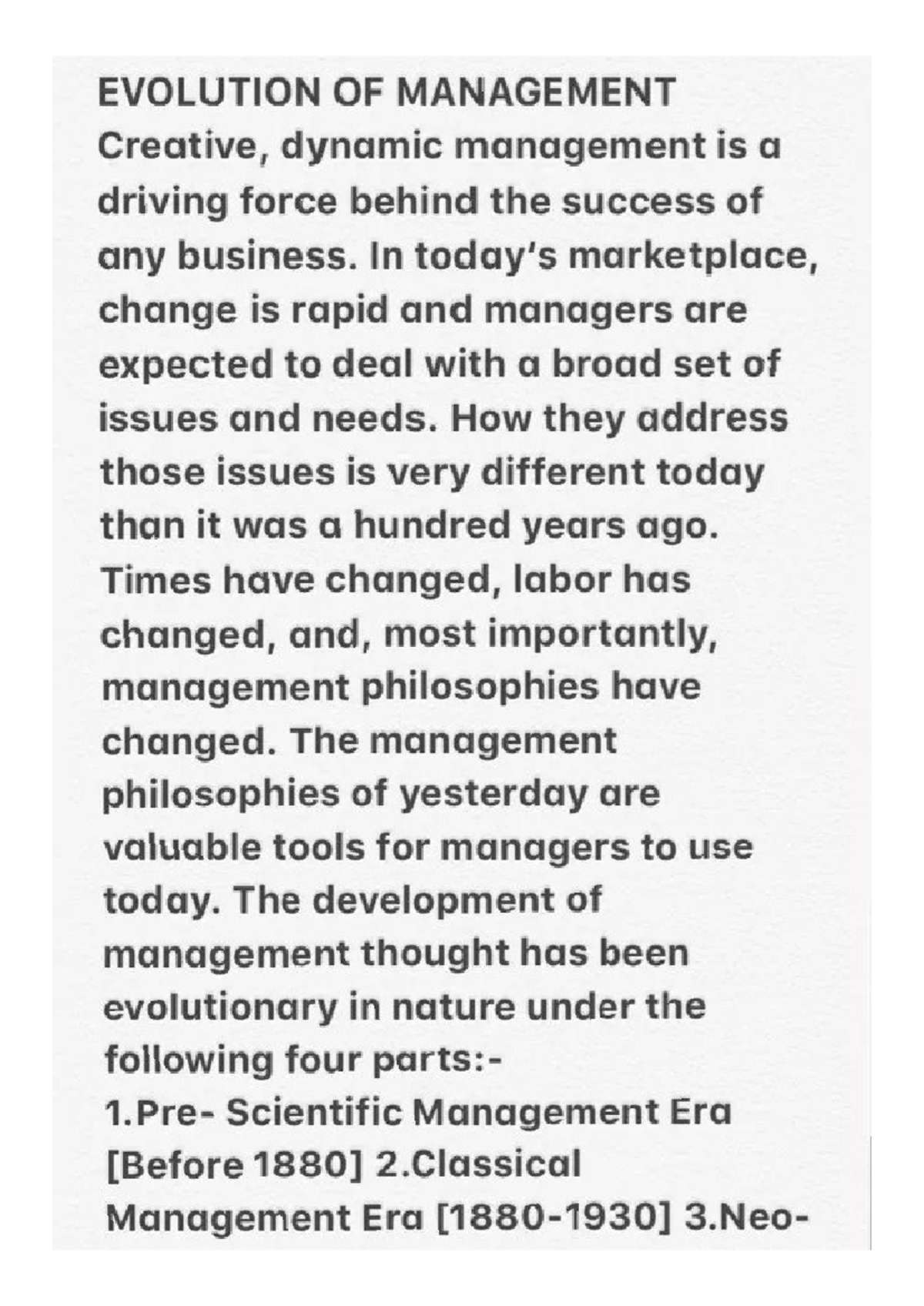 Business Management Module 1: Evolution of Management Concepts - Studocu
