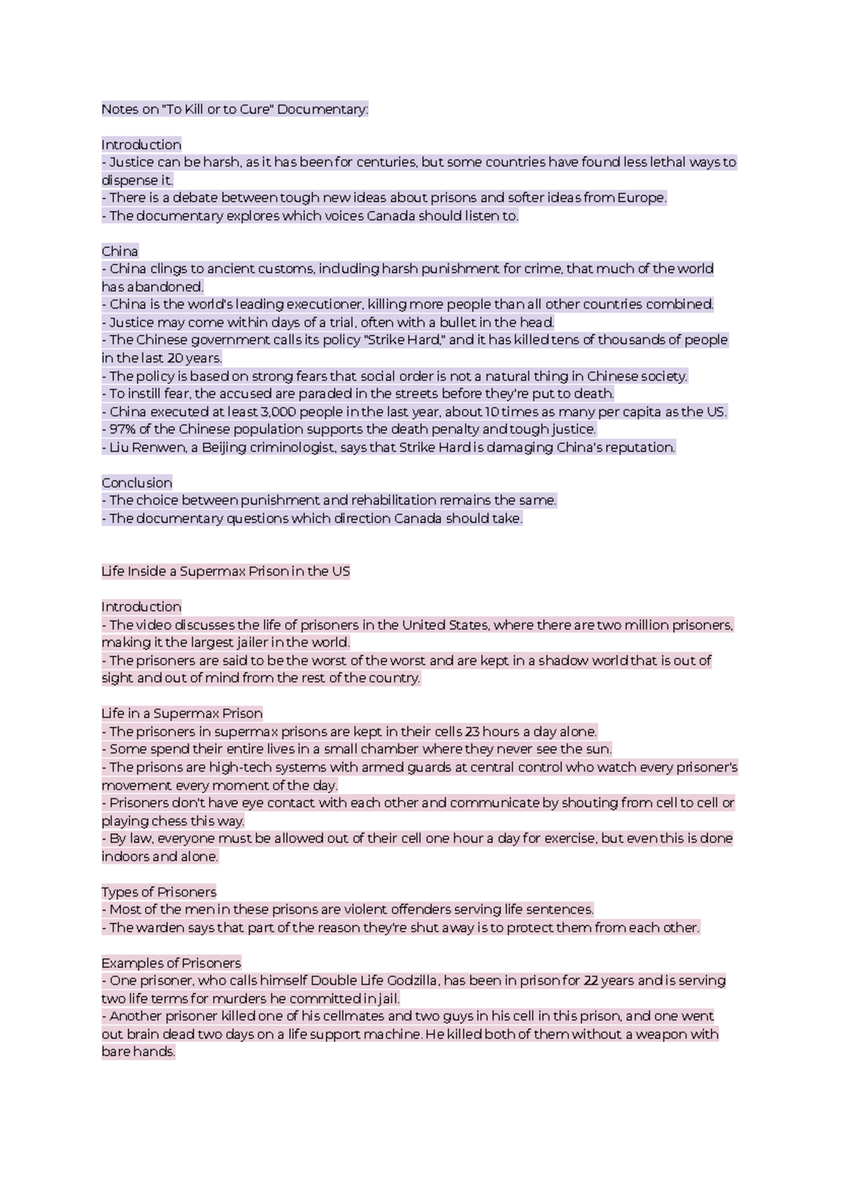 CRM 101: Notes on Kill or Cure - Exploring Justice Systems - Studocu