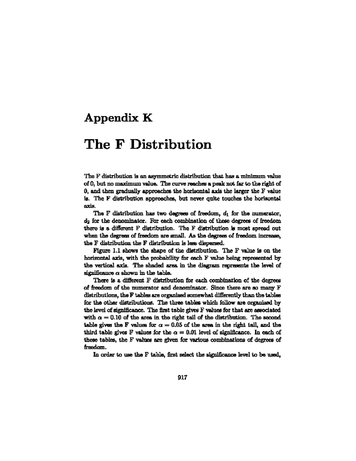 Appendix K: Understanding the F Distribution and Its Tables - Studocu