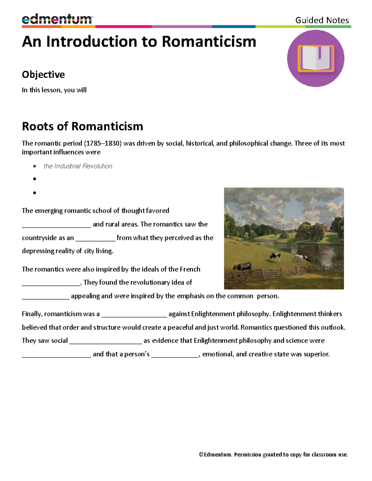 Guided Notes - An Introduction to Romanticism - An Introduction to ...