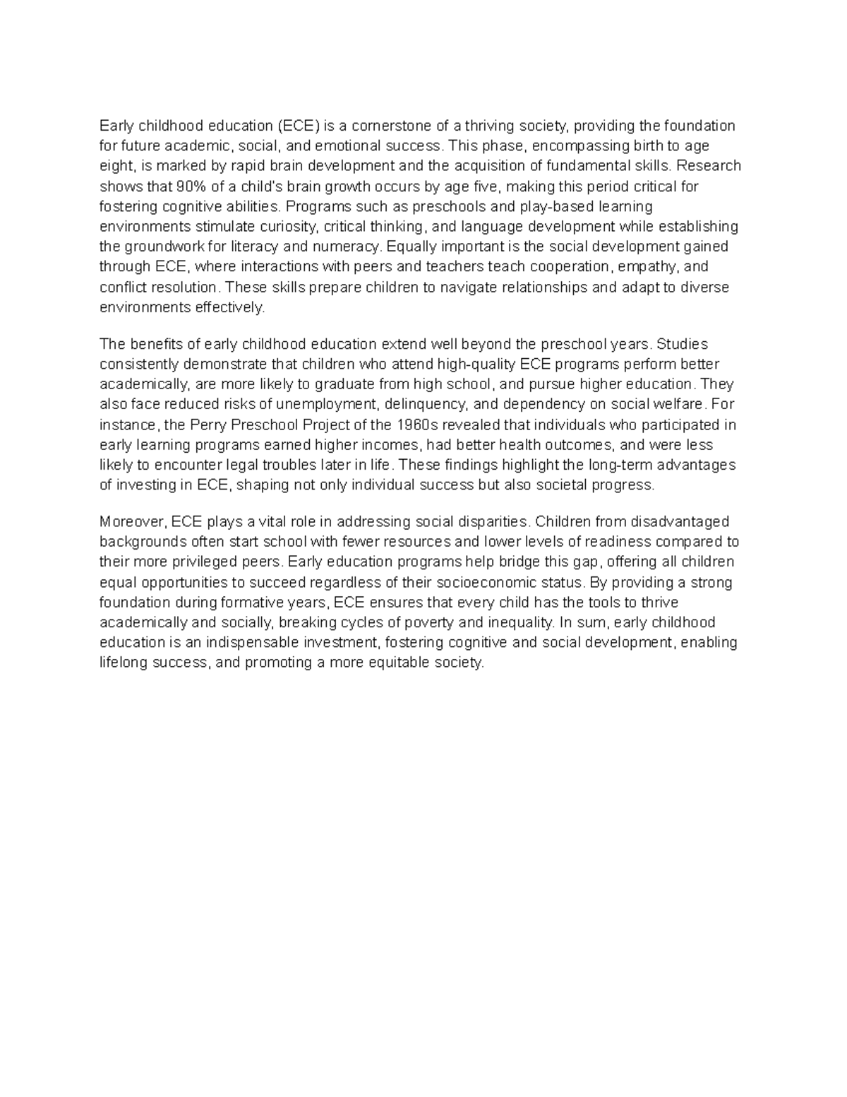 Early childhood education (ECE) Importance - Early childhood education ...