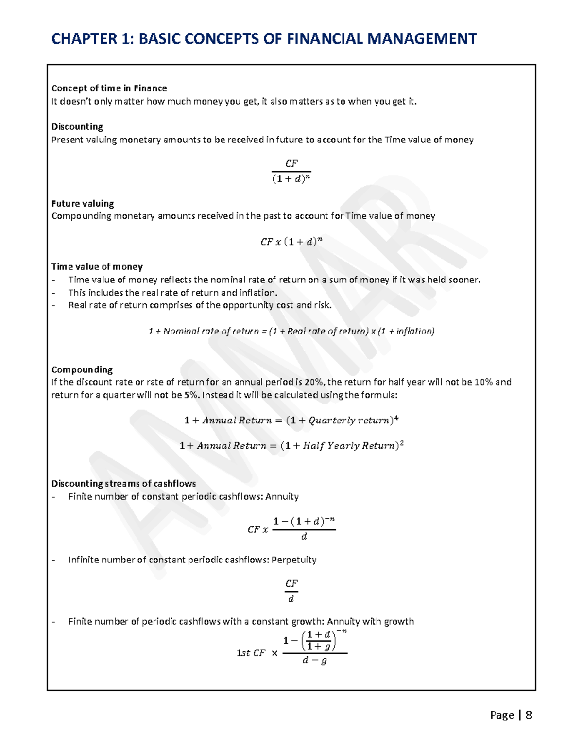 CHAPTER 1: BASIC CONCEPTS OF FINANCIAL MANAGEMENT - CFAP 03 - Studocu