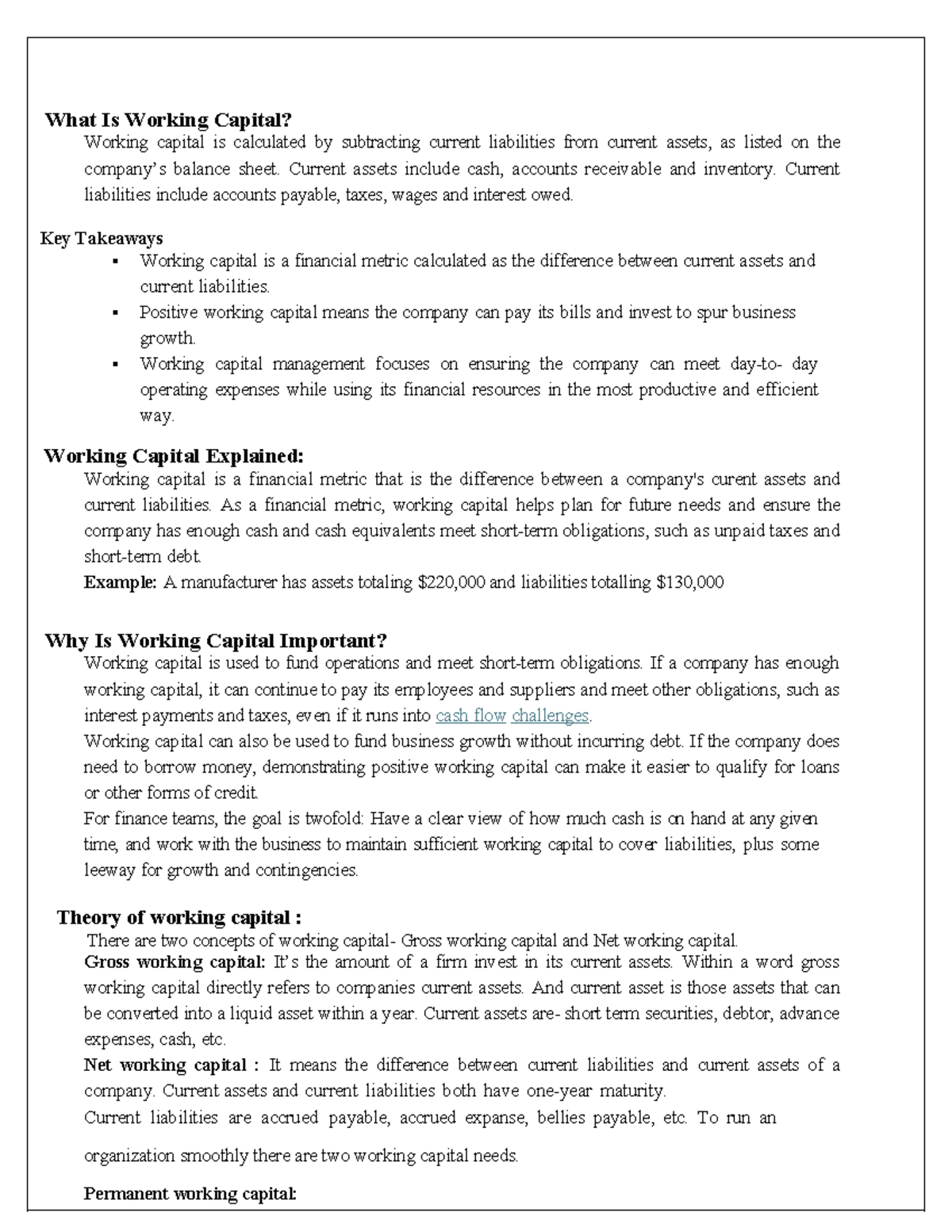 Working Capital Analysis: Understanding Financial Metrics and ...