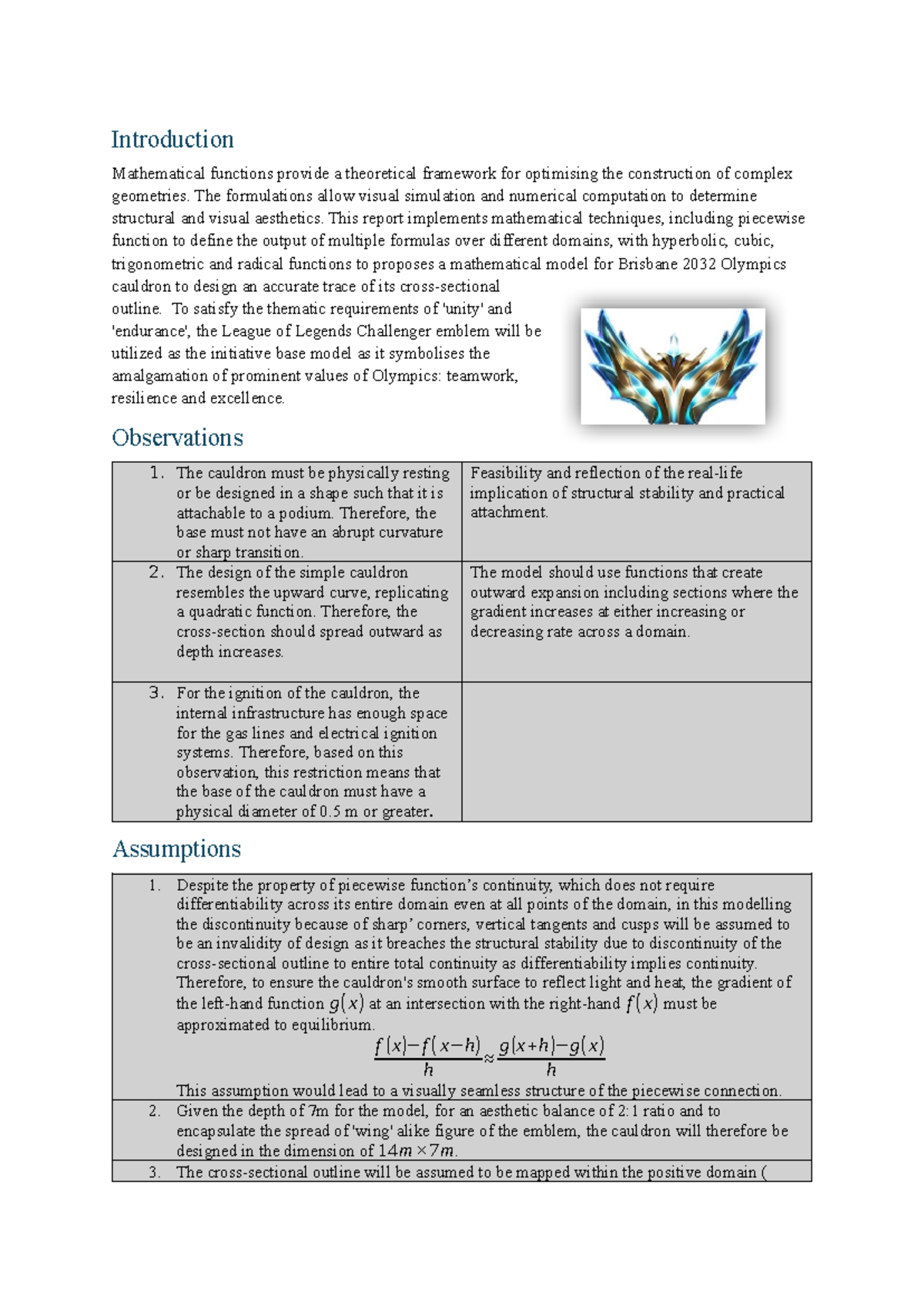 Mathematical Modelling of Brisbane 2032 Olympics Cauldron Design - FA1 ...
