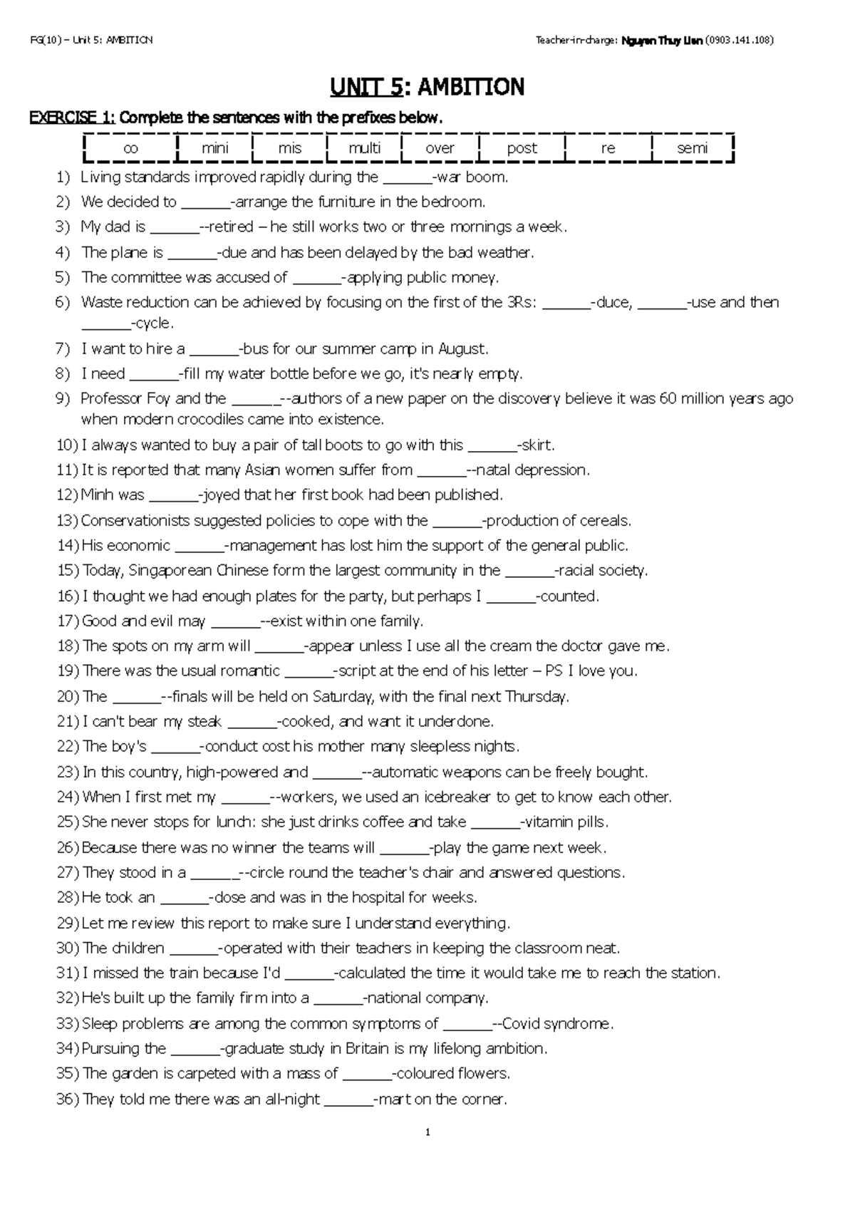 Unit 5: Ambition - Practice Exercises and Activities - Studocu
