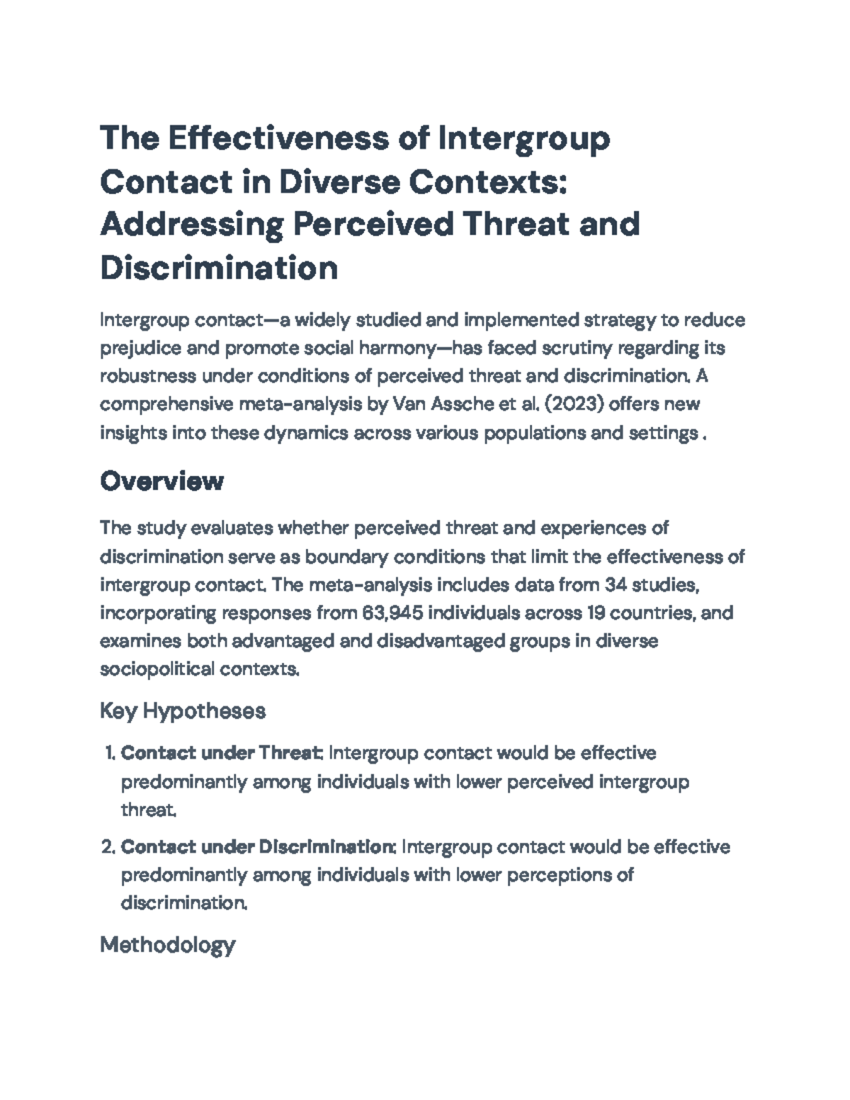 The Effectiveness of Intergroup Contact in Reducing Prejudice: A Meta ...