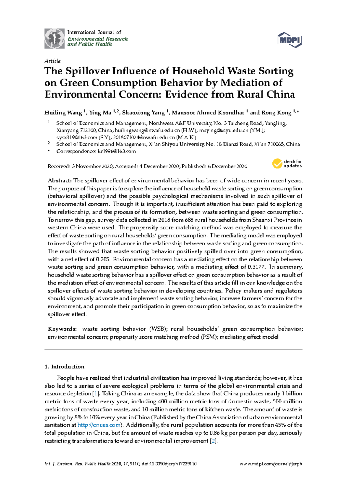 Spillover Effects of Waste Sorting on Green Consumption Behavior (ERS ...