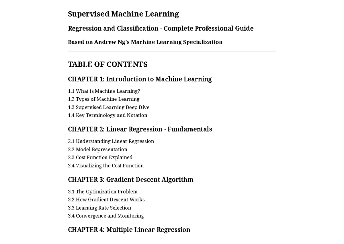 Supervised ML Regression & Classification - Complete Notes Guide - Studocu