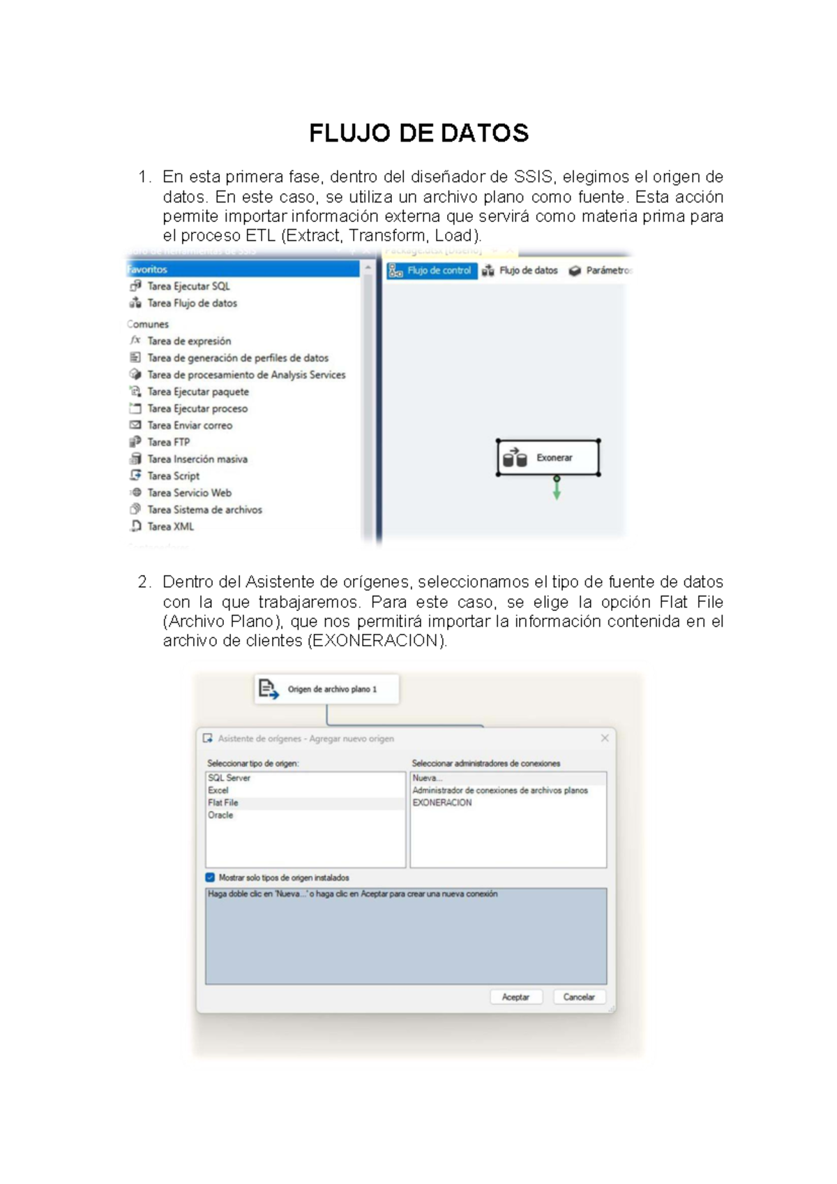 FLUJO DE DATOS: Proceso ETL con SSIS y Excel (EXONERACION) - Studocu