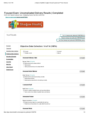 Shadow Health Postpartum Care Documentation - 10/9/22, 6:36 PM | Shadow ...