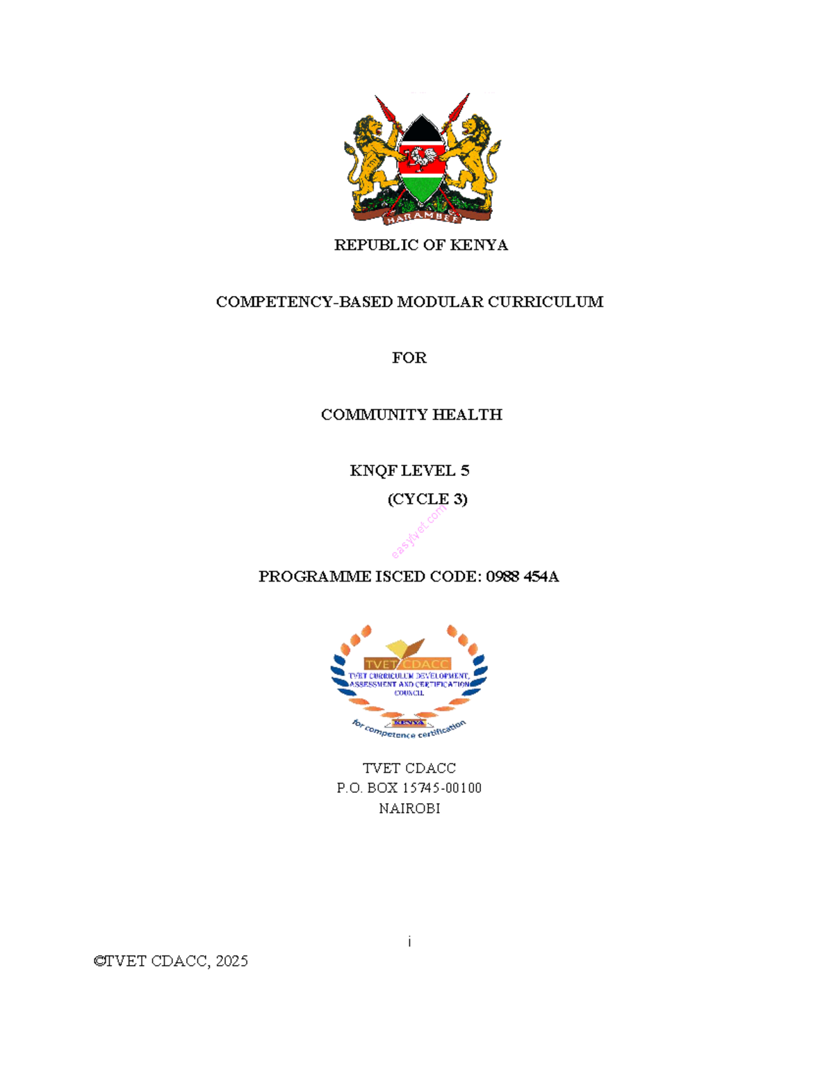 Community Health Curriculum Level 5 (KNQF 0988 454A) - Studocu