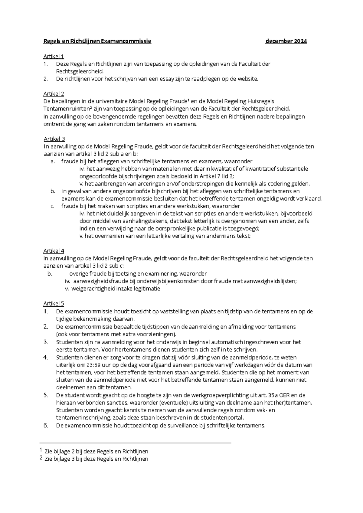 Definitieve Regels en Richtlijnen Examencommissie 2024-2025 - Studeersnel