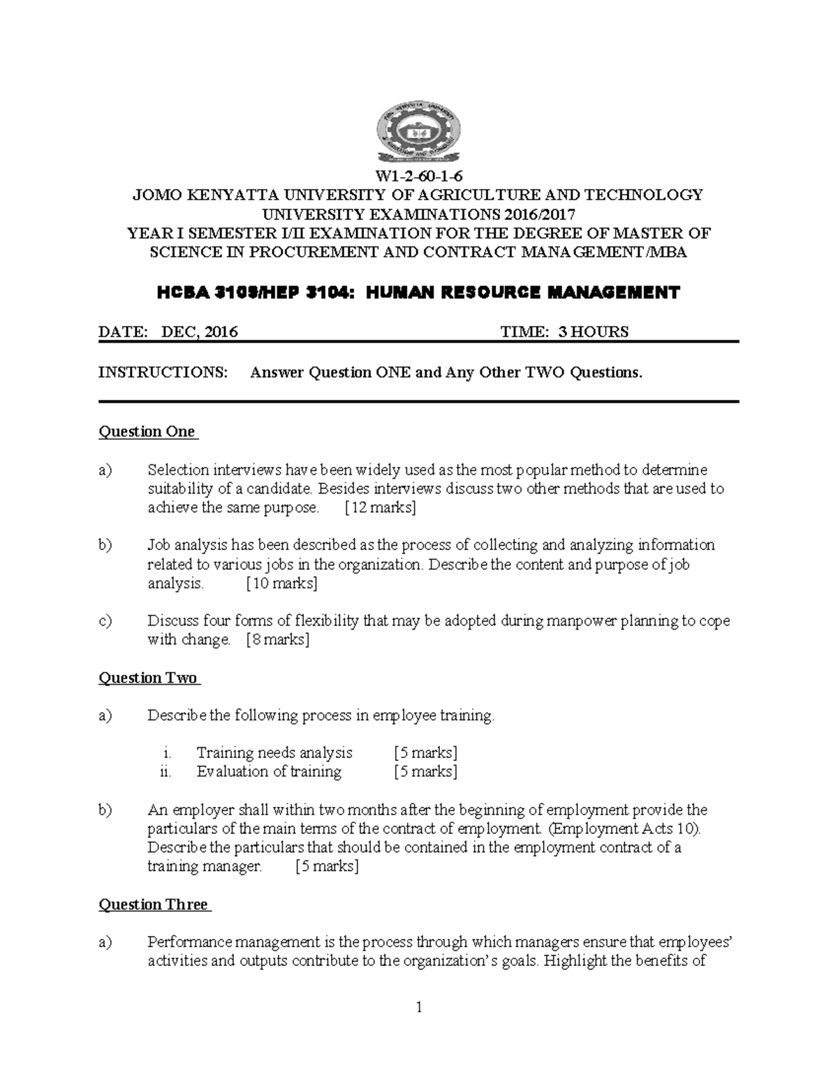 HCBA 3104: Human Resource Management Exam Notes - Dec 2016 - Studocu