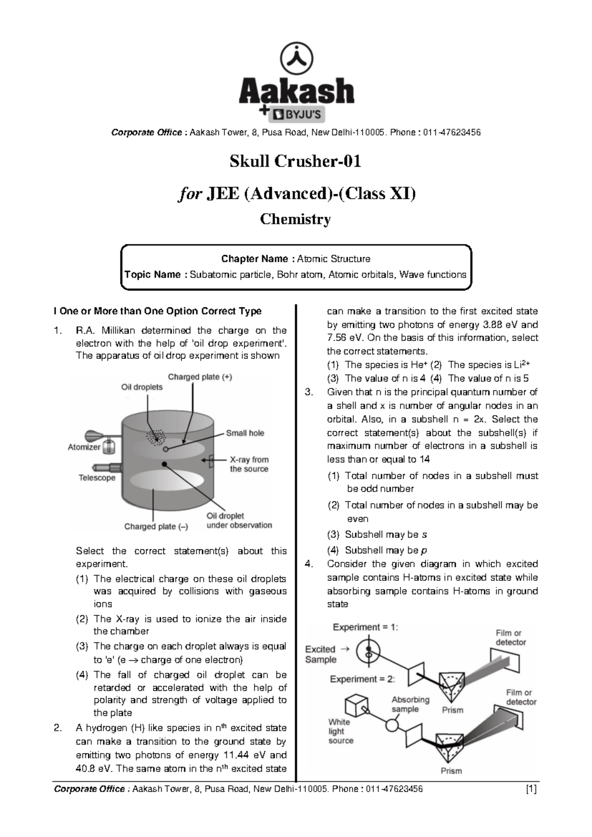 Skull Crusher for JEE (Advanced) XI Chemistry: Atomic Structure ...