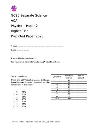 Physics 10 minute tests - 10 CGCGPP CGP GCSE Physics For AQA (Grade 9-1 ...