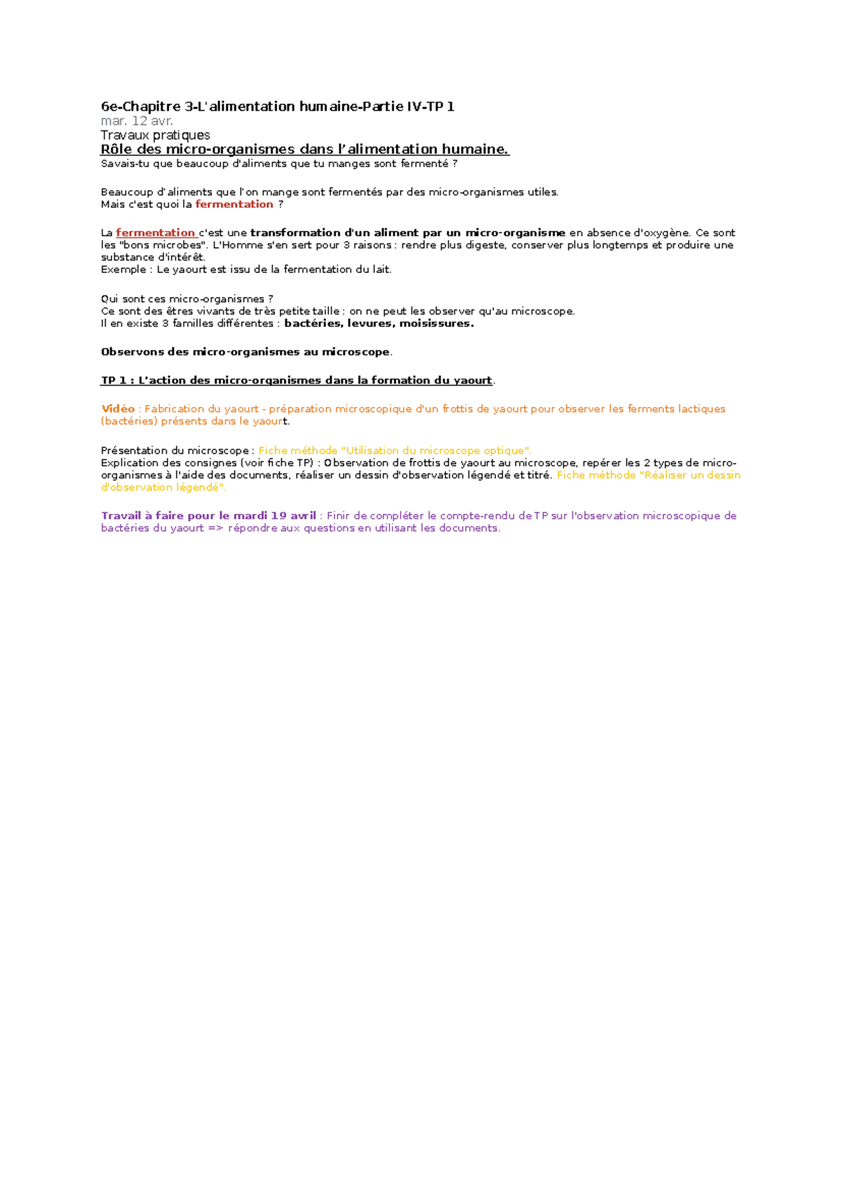 Ch3 - L'alimentation humaine 6ième - 6e-Chapitre 3-L'alimentation ...