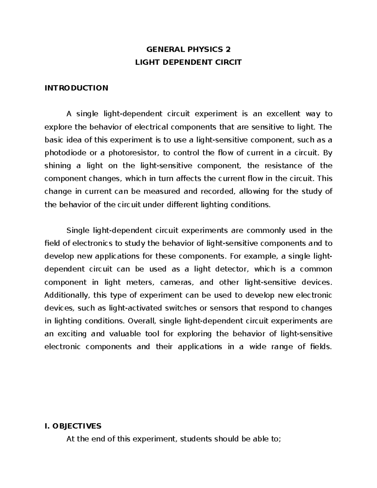 LDR- Schematic- Diafram - GENERAL PHYSICS 2 LIGHT DEPENDENT CIRCIT ...