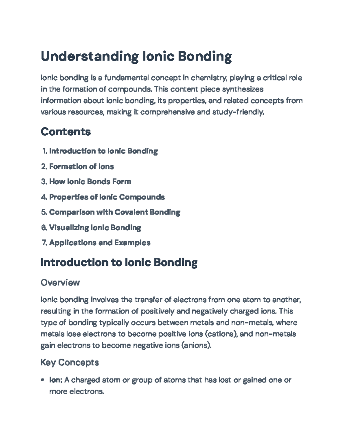 Understanding Ionic Bonding in Chemistry: Key Concepts & Examples ...