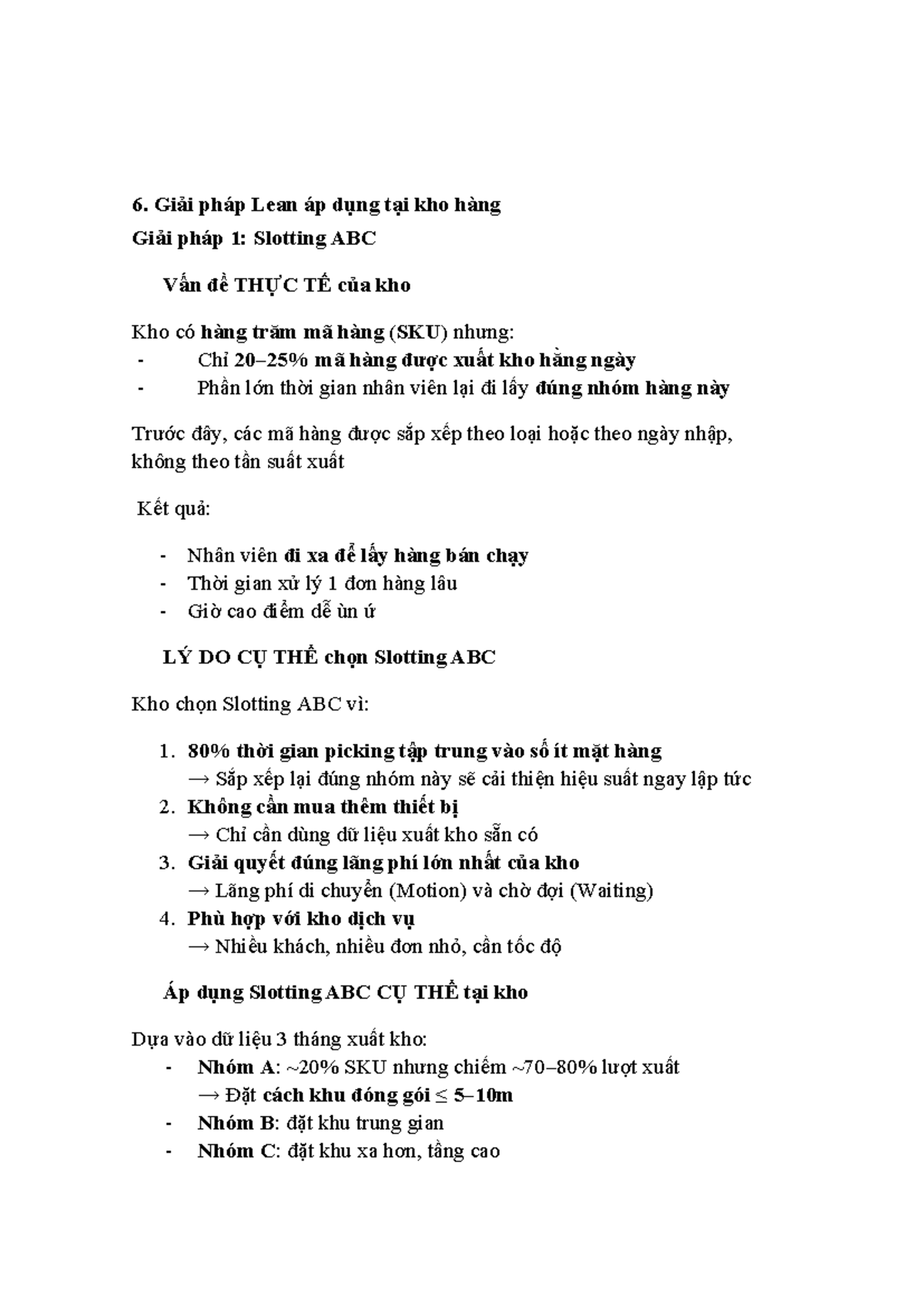 CM3 - Giải pháp Lean tại kho hàng: Slotting ABC & Barcode Scan - Studocu