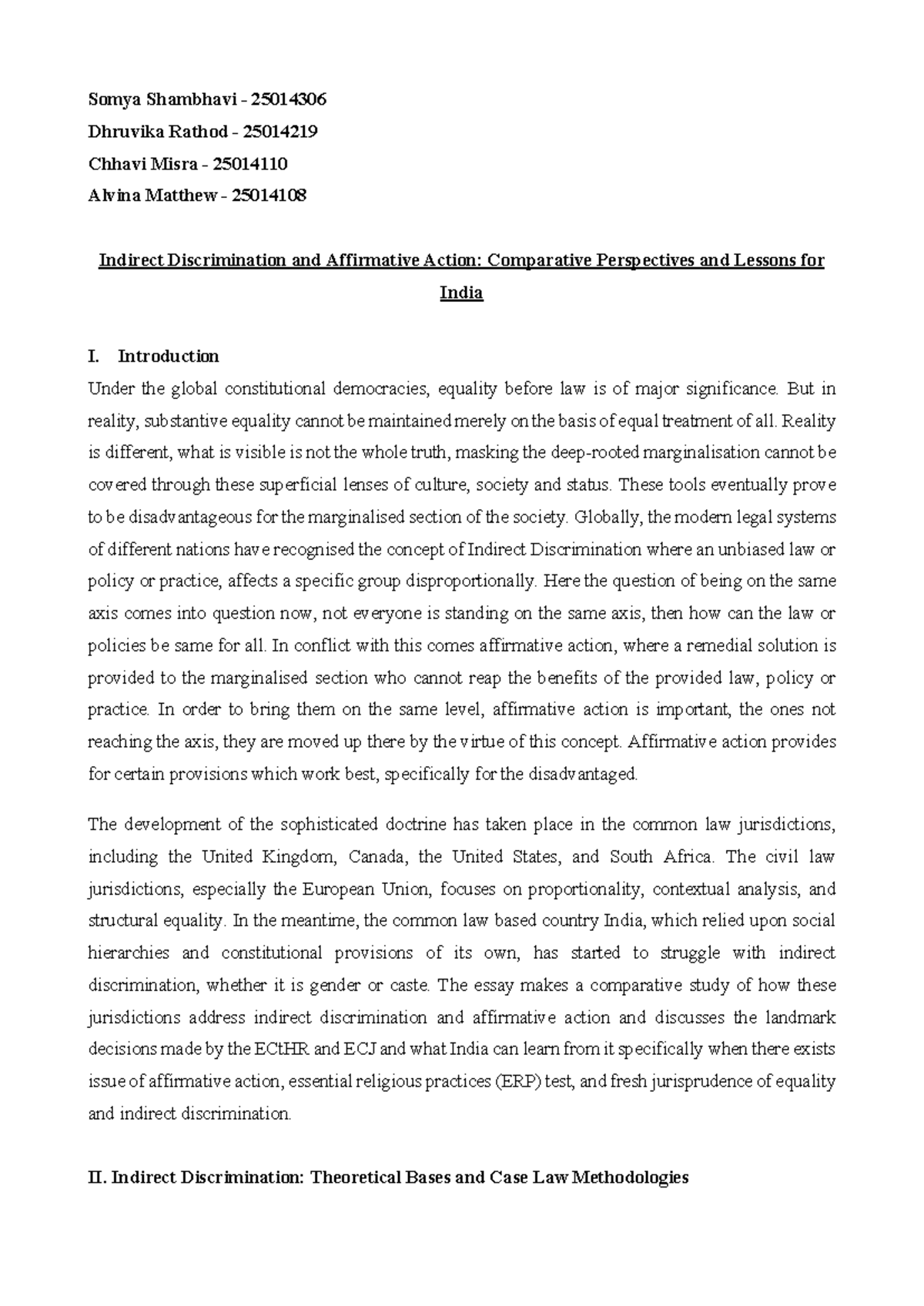 CPL 25014306 Indirect Discrimination & Affirmative Action: A ...