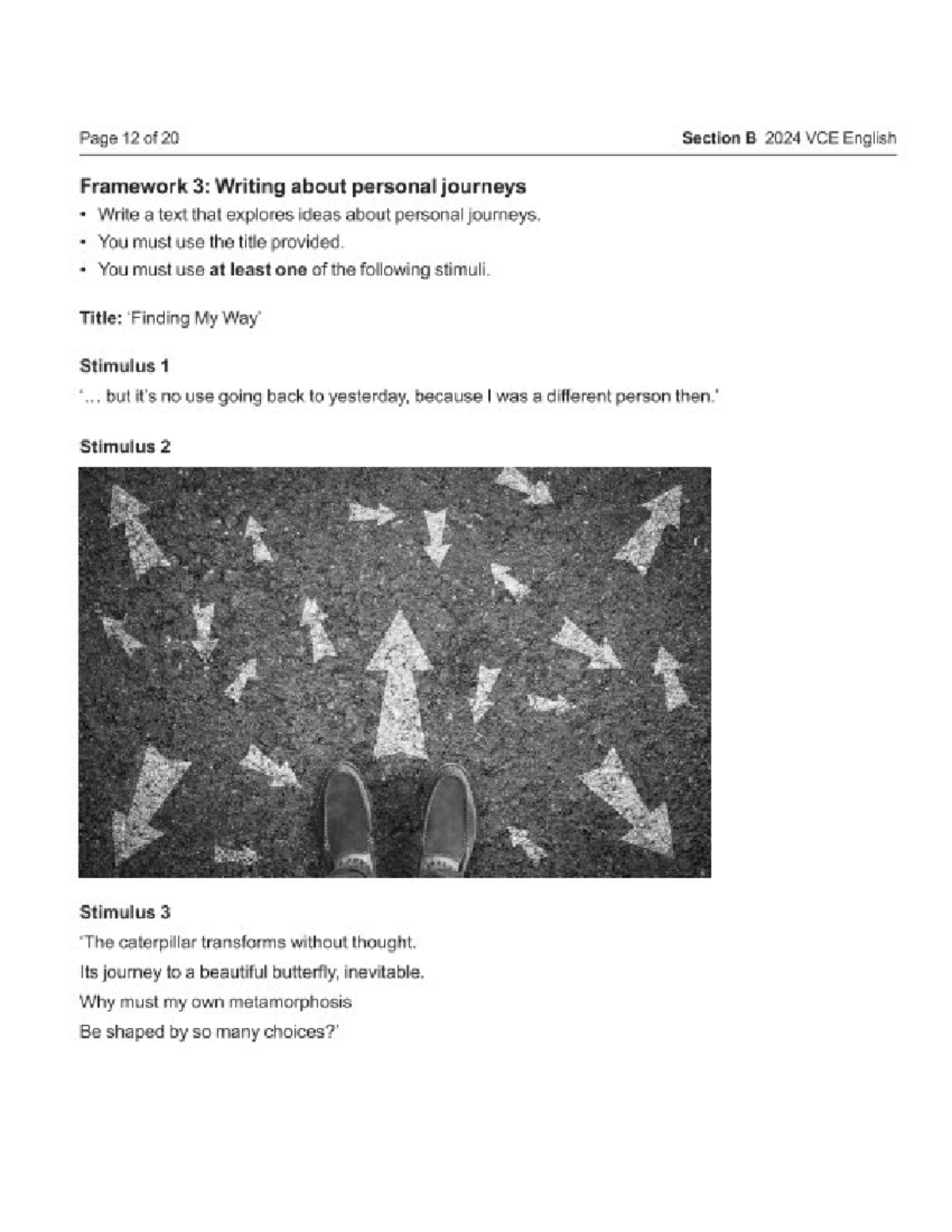 VCE English 2024: Personal Journeys Practice Exam Part B - Studocu
