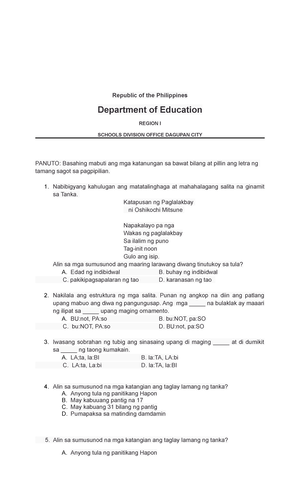 Math 5-Q4-Module-4 - Mathematics 5 Module 4 - 5 MATHEMATICS Quarter 4 ...
