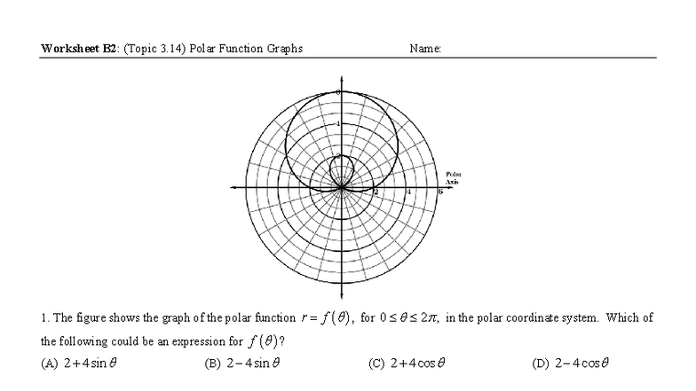 Worksheet B2: Topic 3.14 Polar Function Graphs Analysis - Studocu