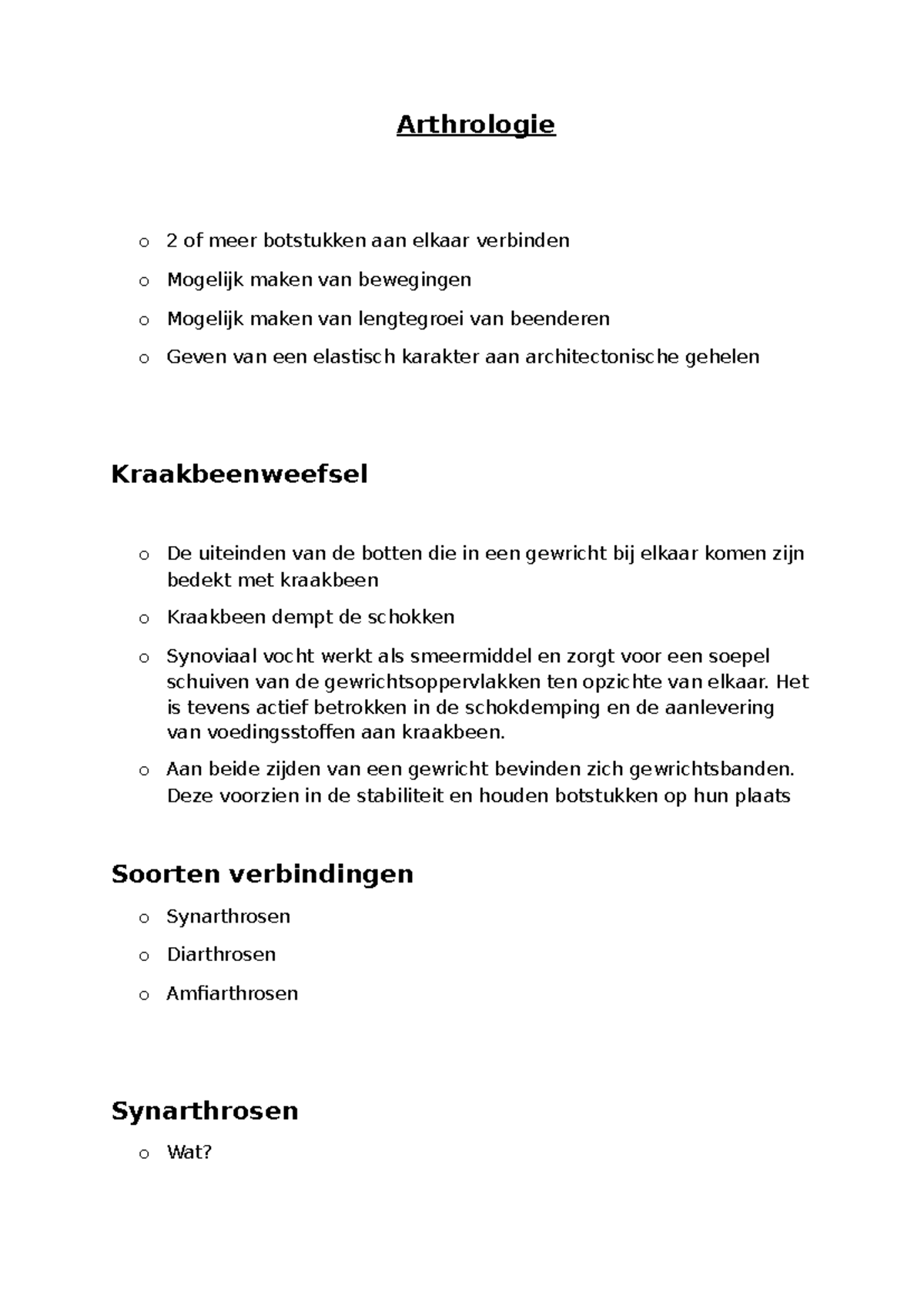 Arthrologie Anatomie: Verbindingen en Gewrichten in Detail - Studocu