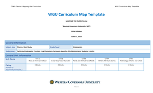 Mapping the Curriculum - WGU Curriculum Map Template General ...