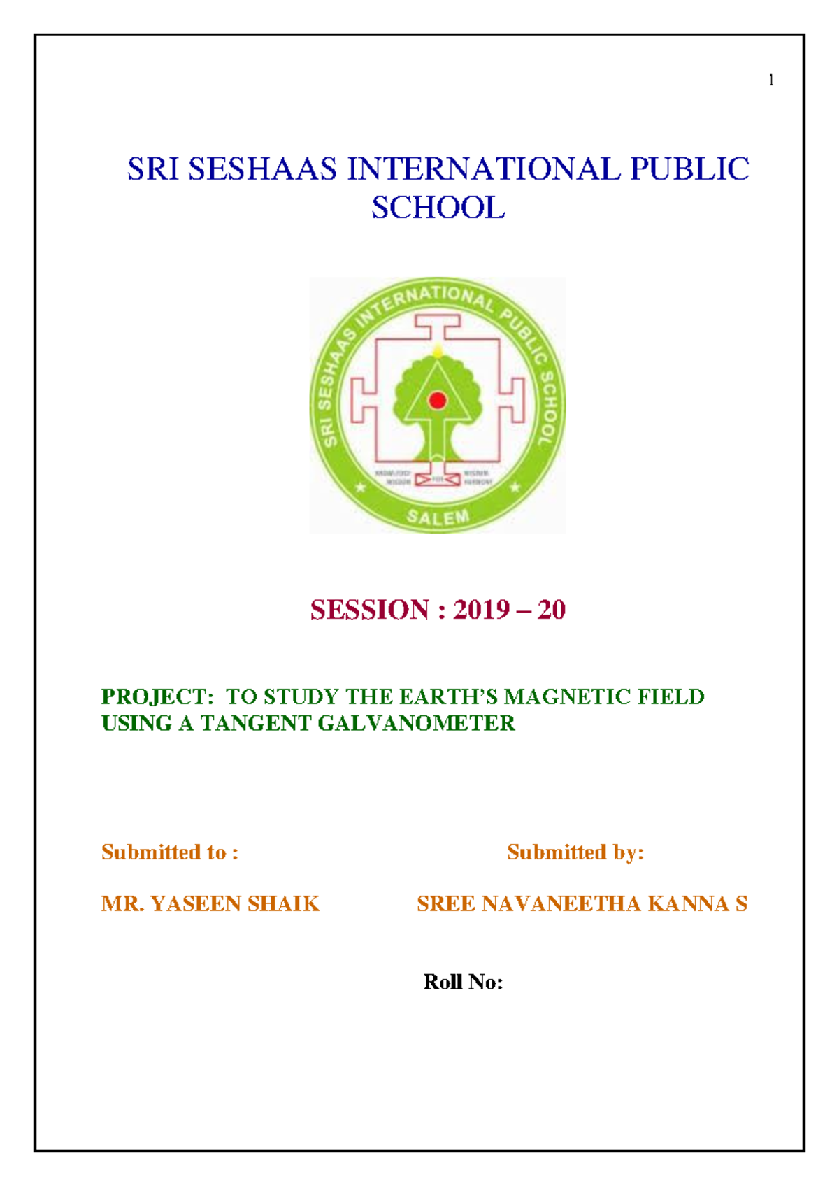 12th Grade Physics Project: Magnetic Field Study Using TG - Studocu