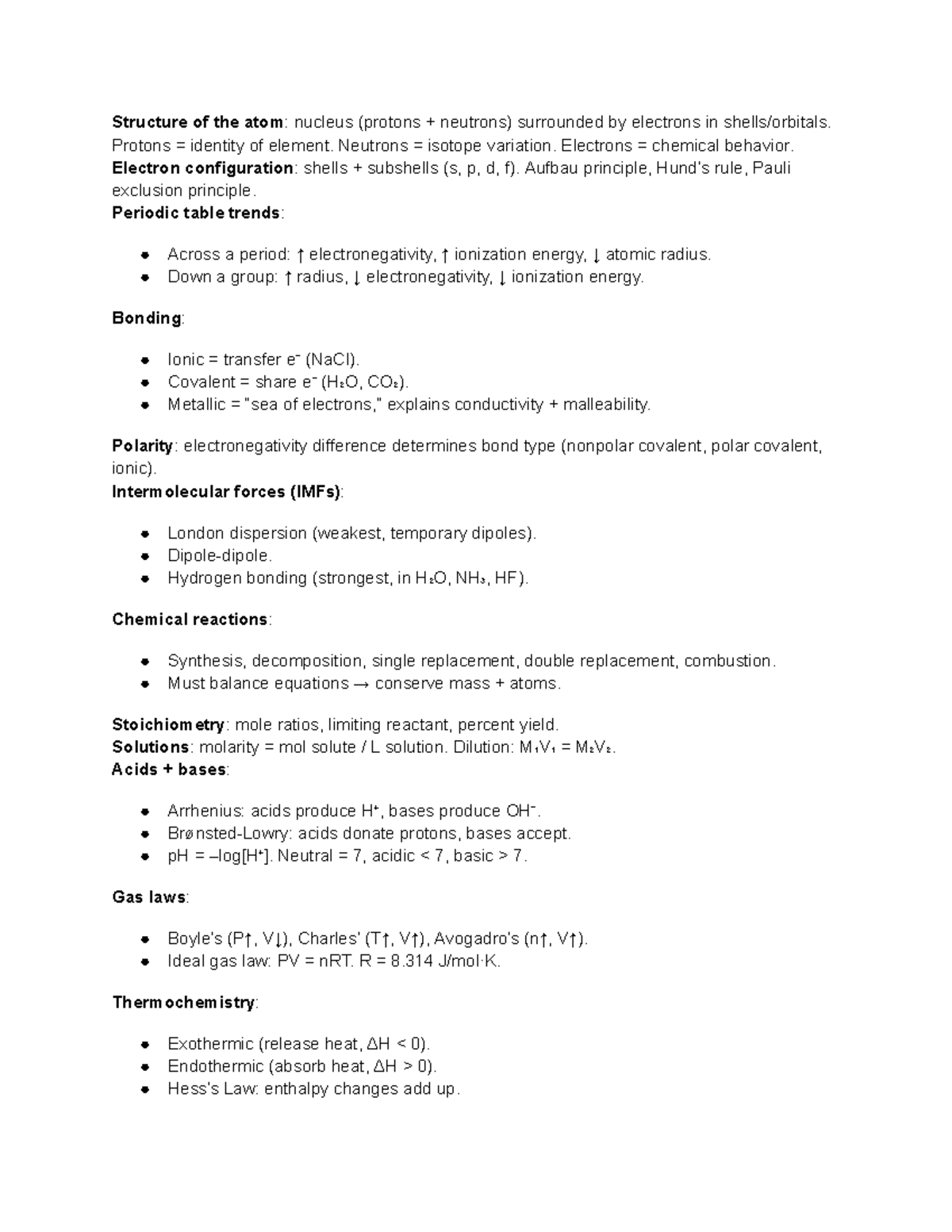 Chem 101: Comprehensive Notes on Atomic Structure and Reactions - Studocu