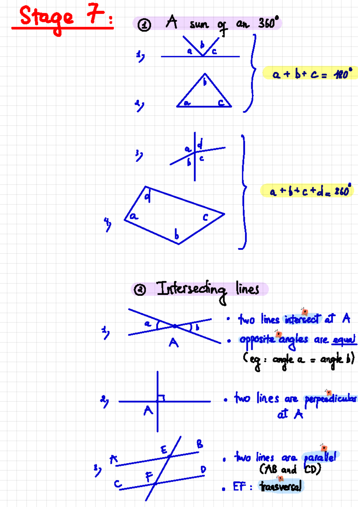 Unit 5- Angles and Constructions - Stage 7 : 1 A sum of an 3608 a b 1 C ...