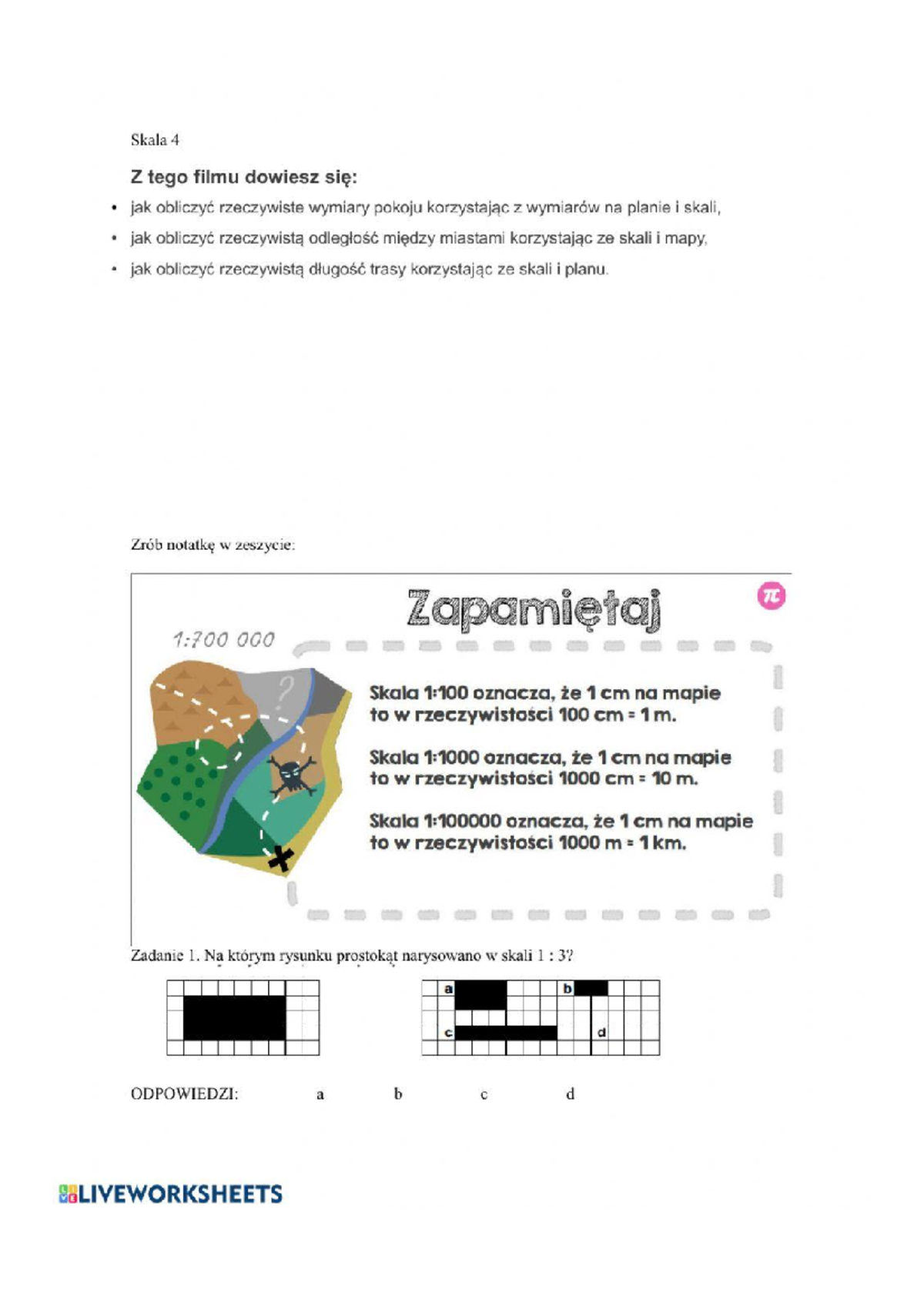Worksheet 71385 - Skala i Obliczenia Rzeczywistych Wymiarów - Studocu
