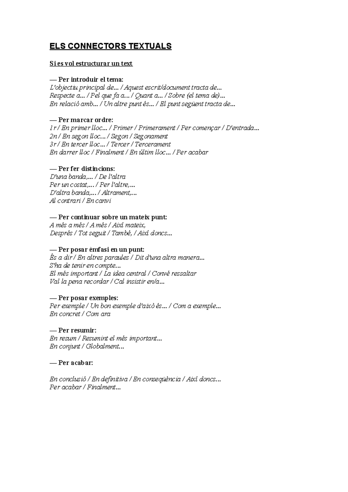 ELC-101: ELS Connectors for Structuring Texts in Writing - Studocu