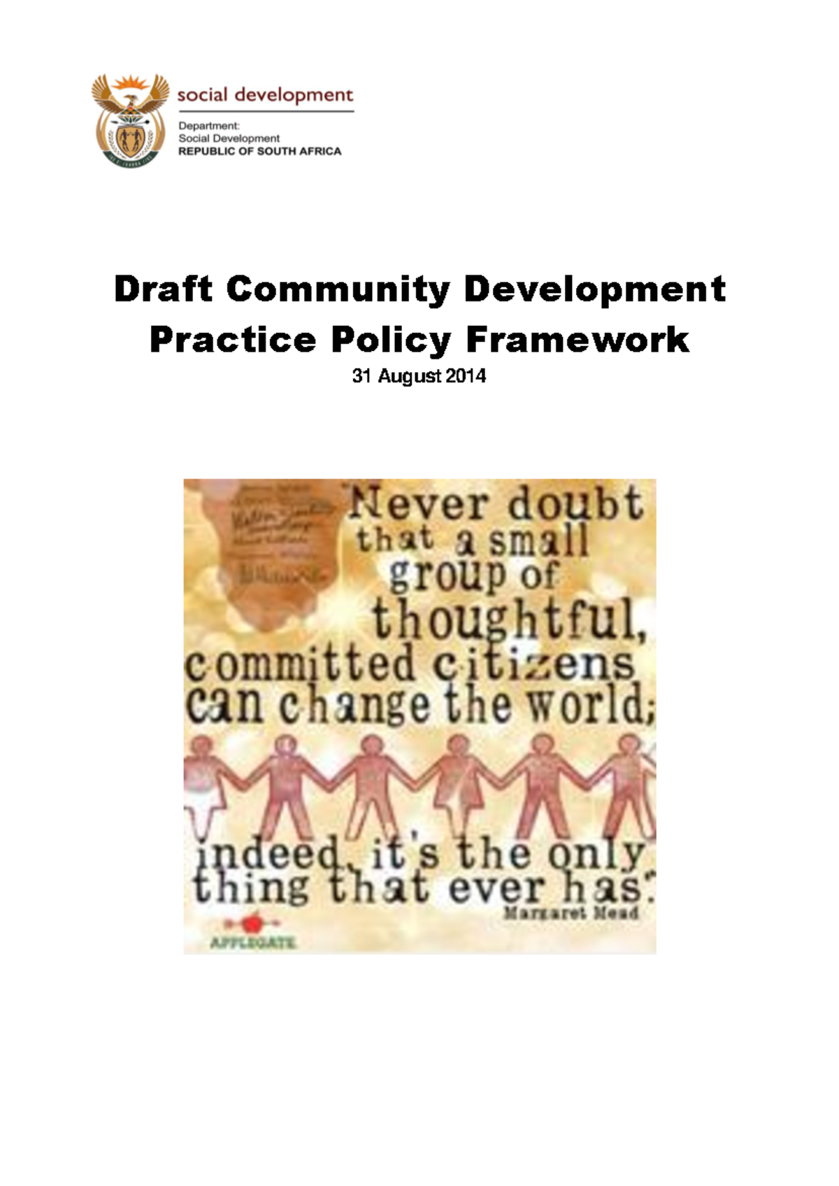 Draft Comm Dev Practice Policy Framework (Final Draft 3) - Studocu