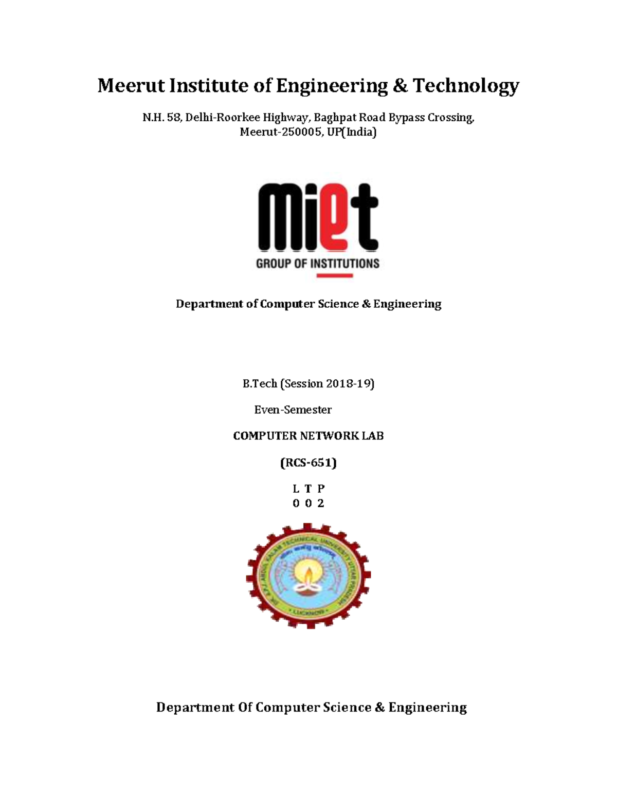 Computer Networks Lab Manual (RCS-651): Practical Exercises Guide - Studocu
