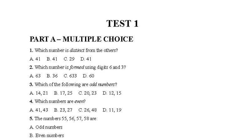 TEST 1 - Multiple Choice & Short Answer Questions - Studocu