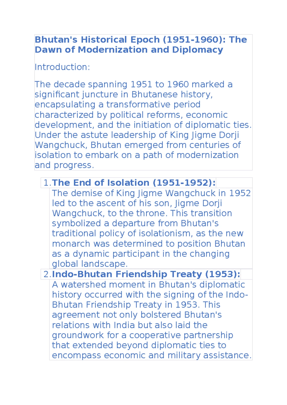 Bhutan's Historical Evolution (1961-1970): Balancing Modernity ...