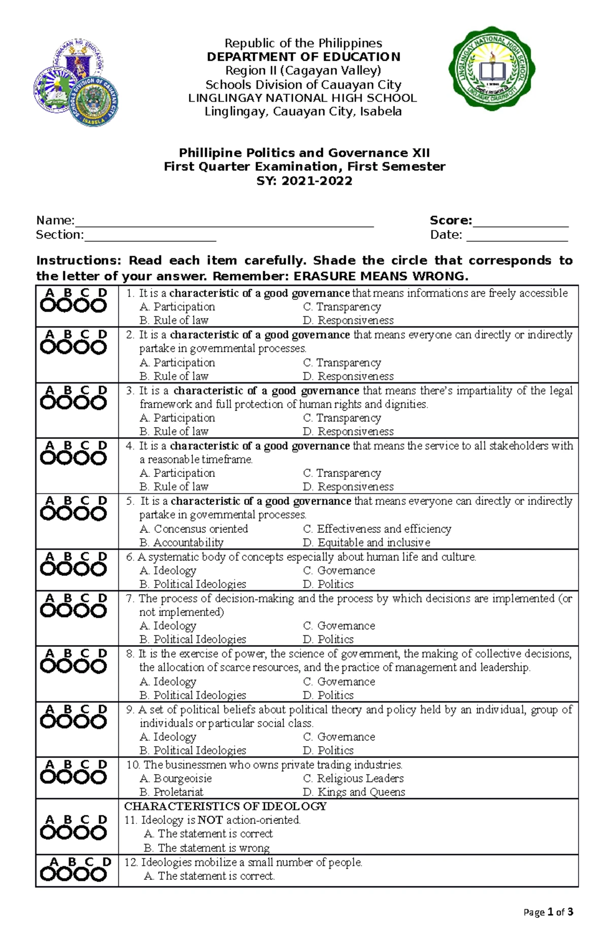 DLL-PPG quarter 2 - philippine politics and governance - Republic of ...