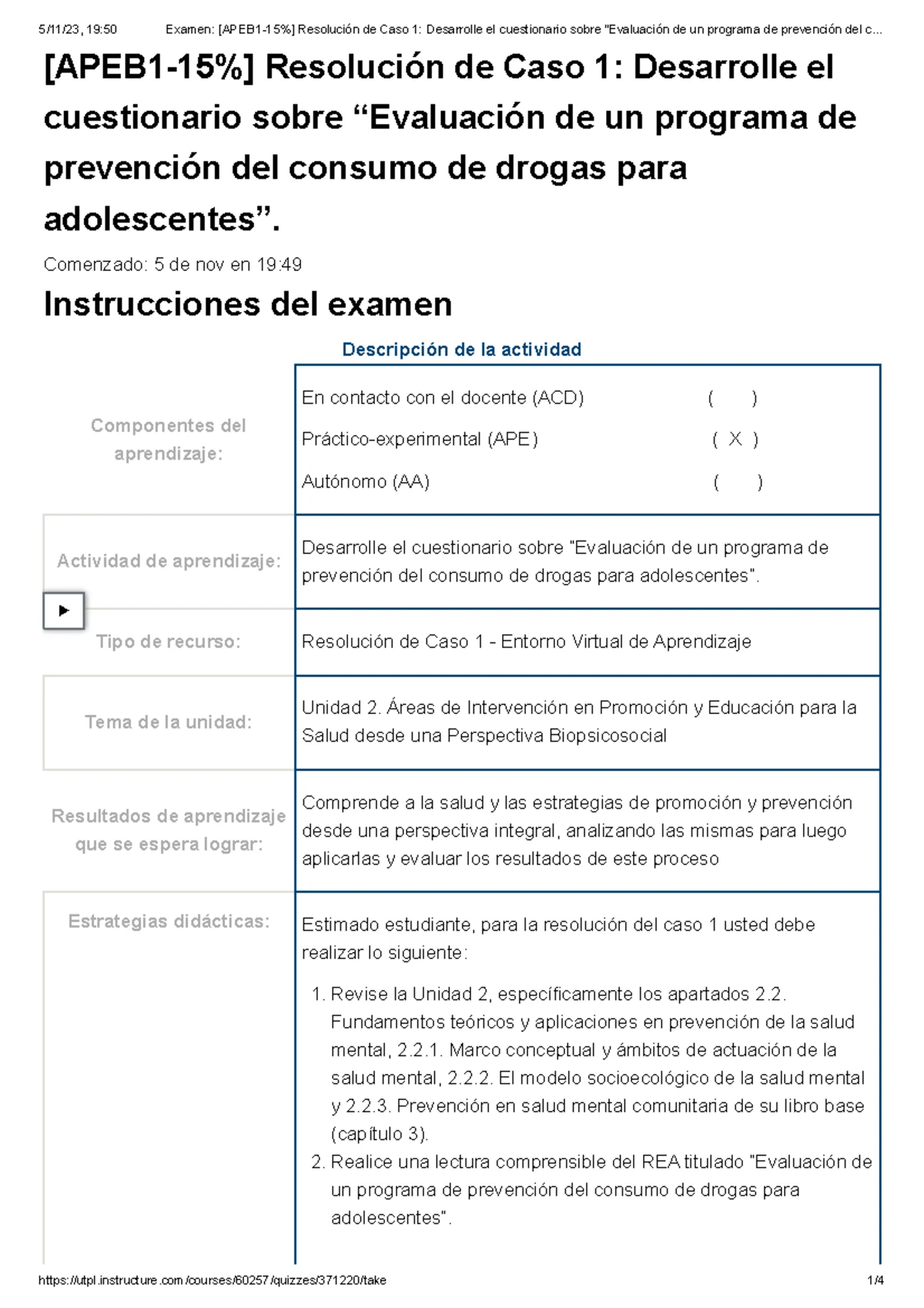 Examen 1: Resolución de Caso sobre Terapia y Trastornos de Ansiedad - Studocu