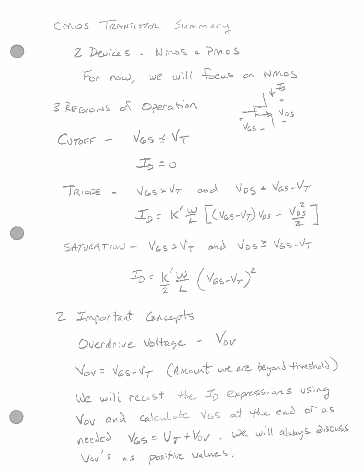 CMOS Transistor Operation Summary: NMOS & PMOS Insights - Studocu
