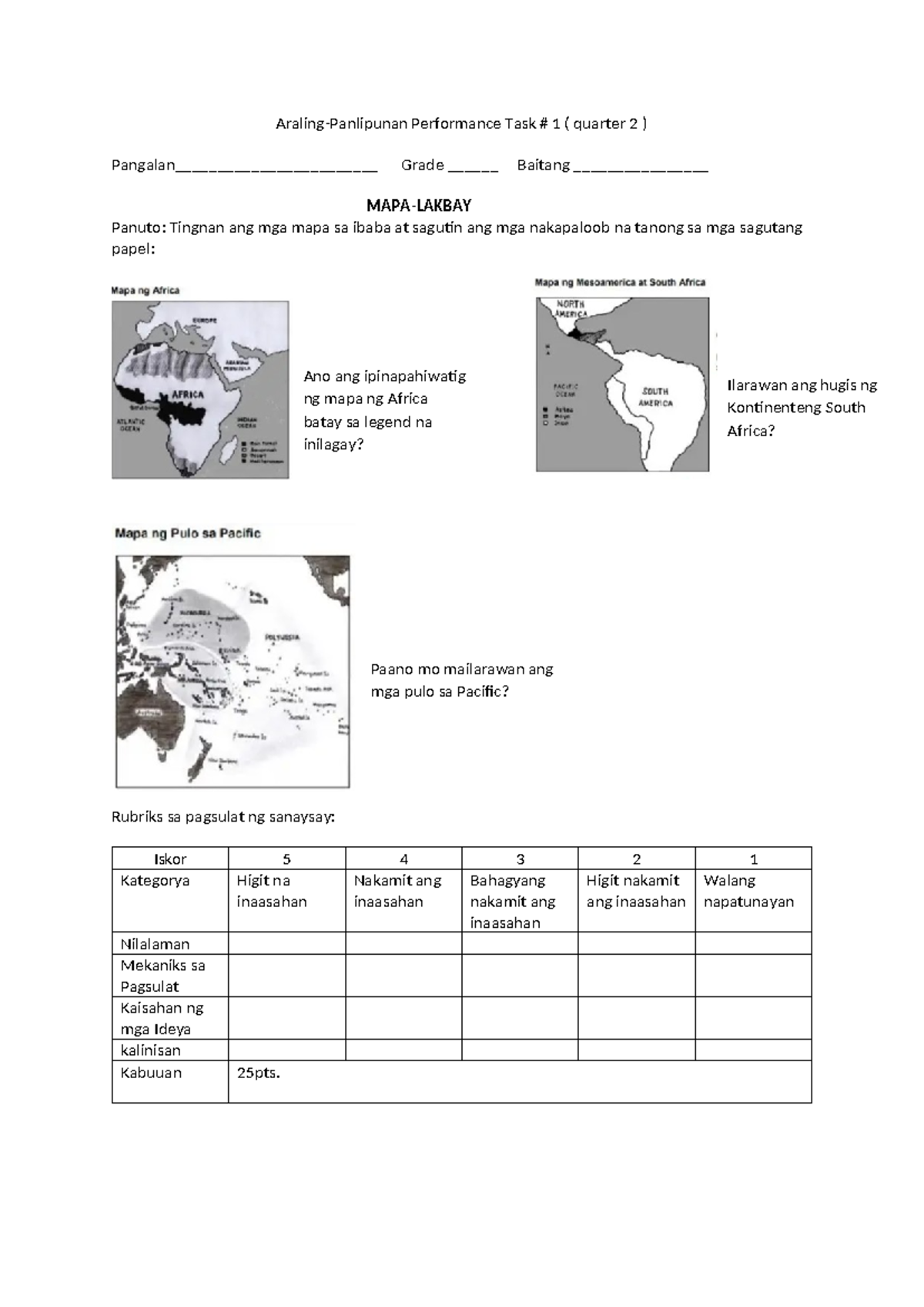 Performance task - good - Araling-Panlipunan Performance Task # 1 ...