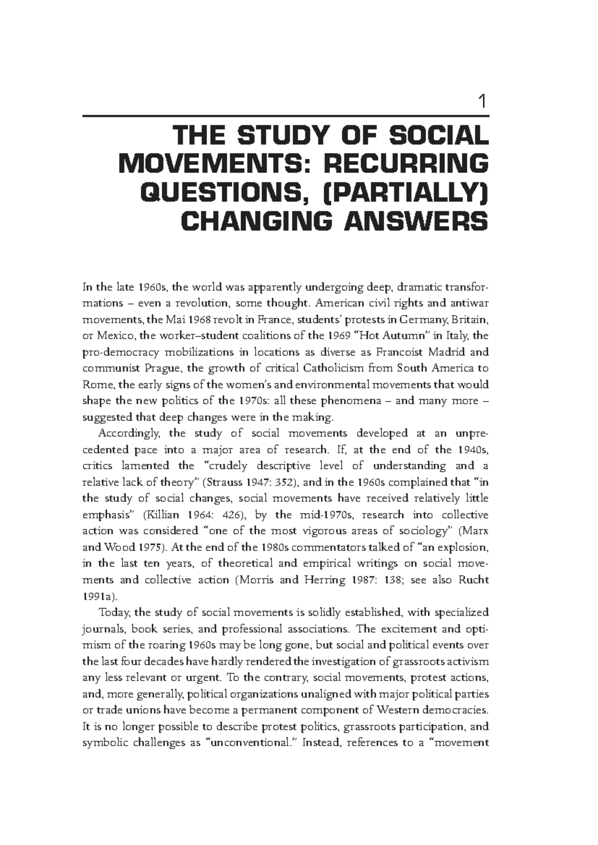 Social Movements: Key Questions and Evolving Perspectives (SOC 101 ...