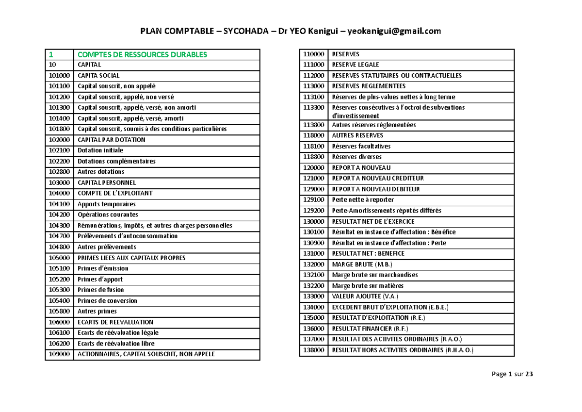 Plan comptable Syscohada : guide des comptes de ressources durables ...